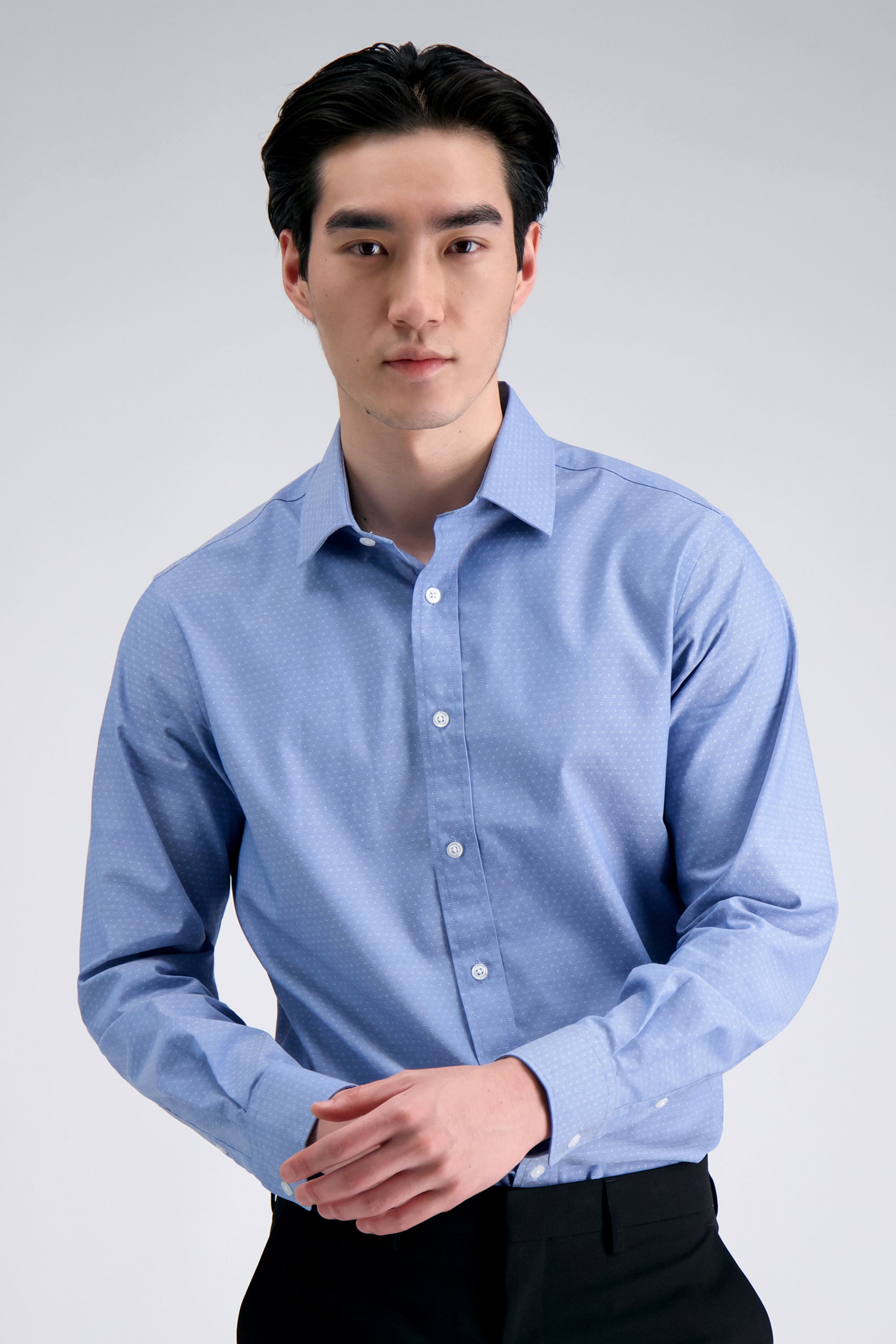Cotton Dress Shirt - Blue Dobby | Haggar.com